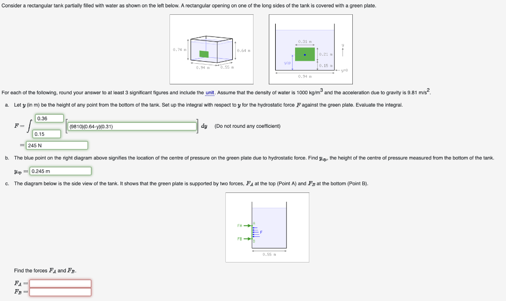 Solved Consider a rectangular tank partially filled with | Chegg.com