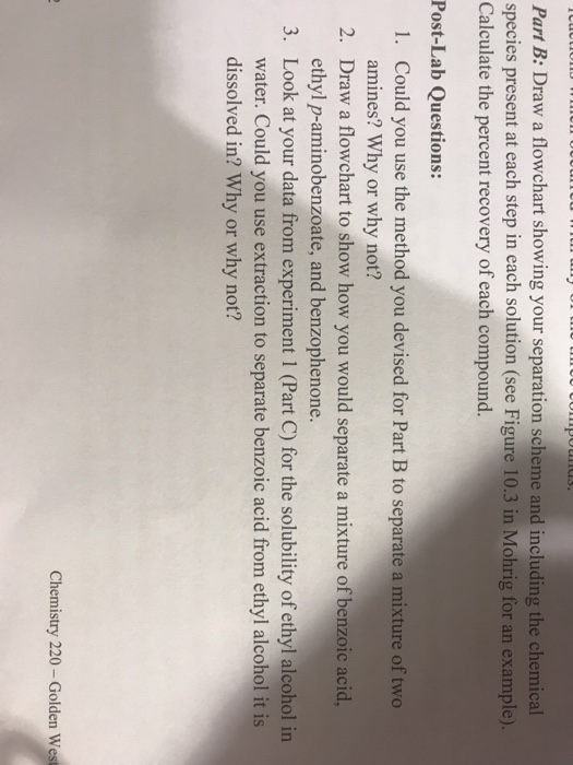 Part B: Draw a flowchart showing your separation | Chegg.com