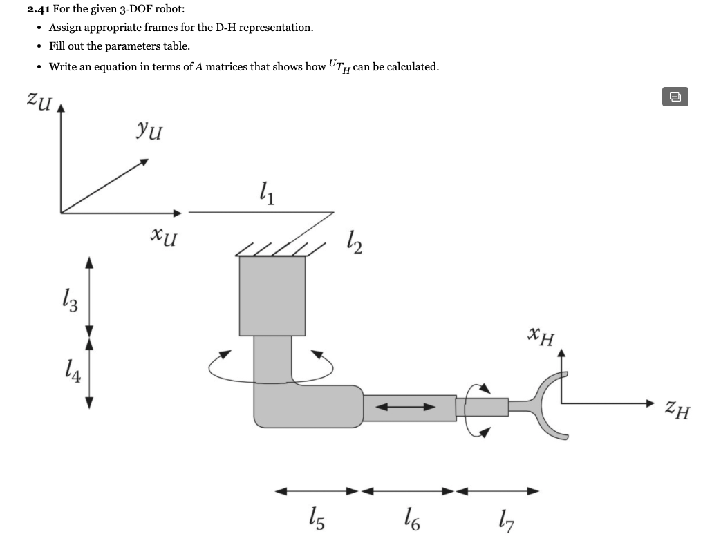 Solved 2.41 For the given 3-DOF robot: Assign appropriate | Chegg.com