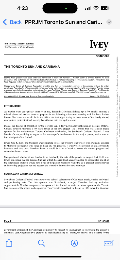 Solved Back PPRJM Toronto Sun and Cari... Pi 目 4 of 7 | Chegg.com