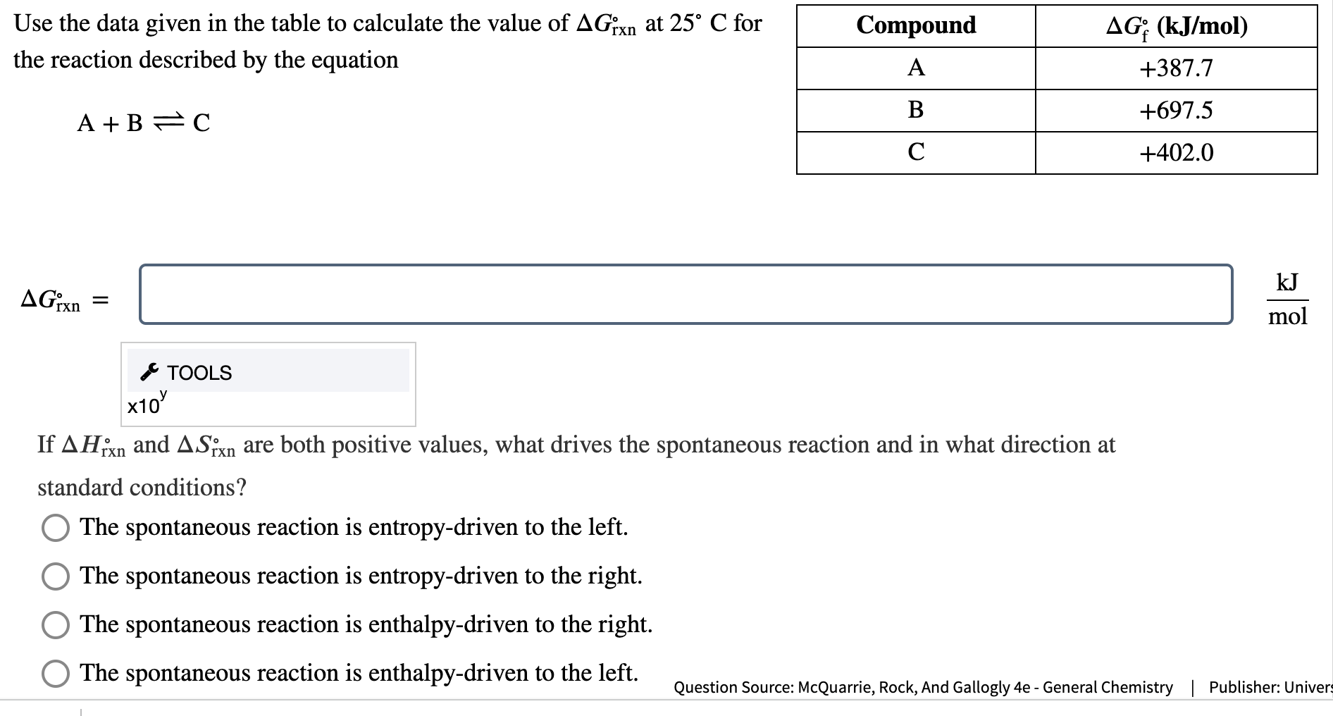 Solved Use the data given in the table to calculate the | Chegg.com
