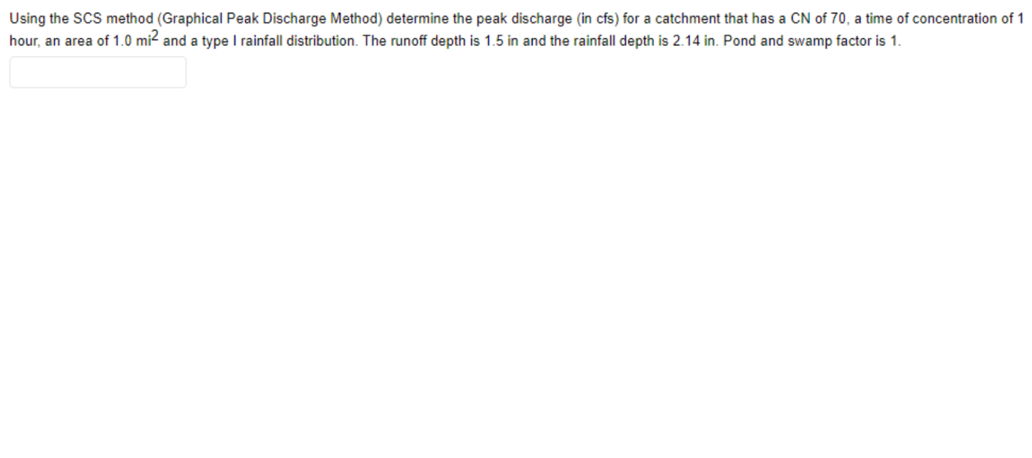 Solved Using the SCS method (Graphical Peak Discharge | Chegg.com