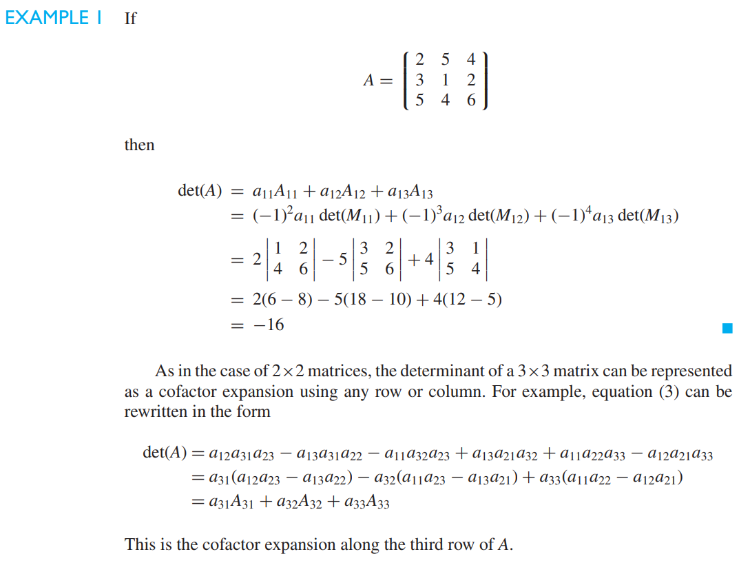 Solved For example 1, do cofactor expansion along the second | Chegg.com