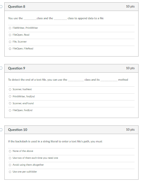 Solved Question 8 10 pts You use the class and the class to | Chegg.com
