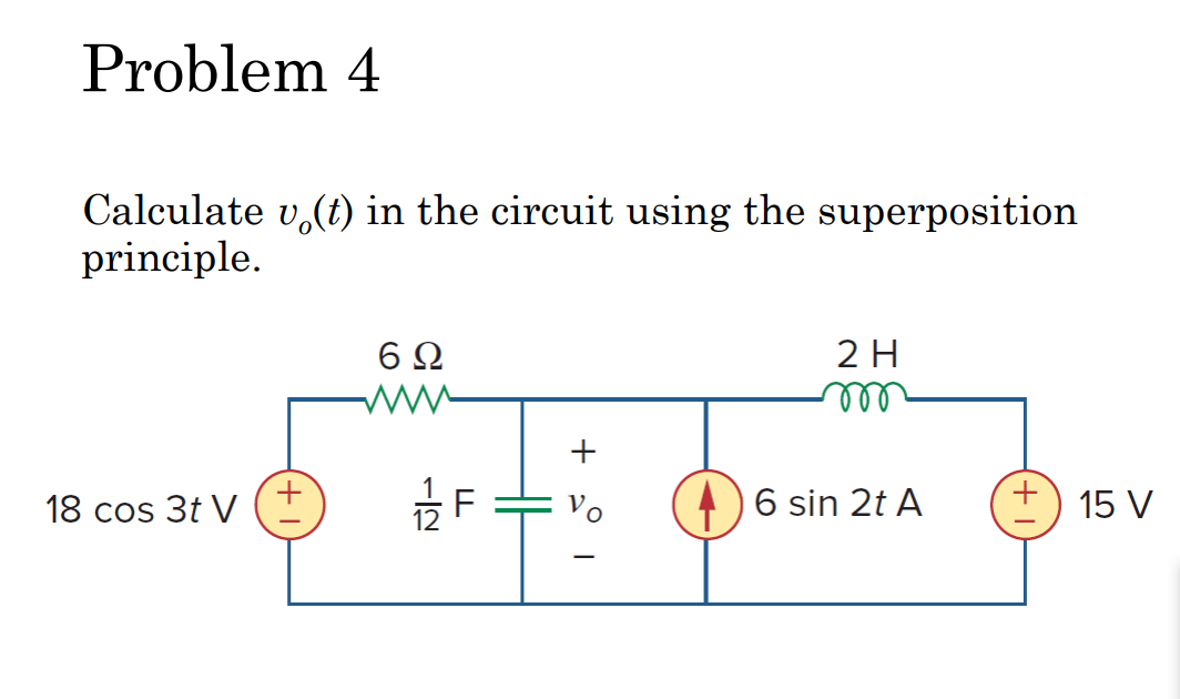 Solved Problem 4 Calculate vo(t) in the circuit using the | Chegg.com