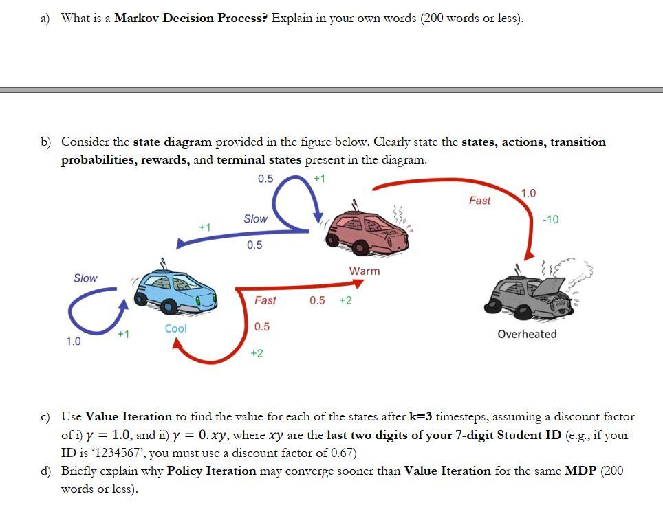 Solved a) What is a Markov Decision Process? Explain in your | Chegg.com