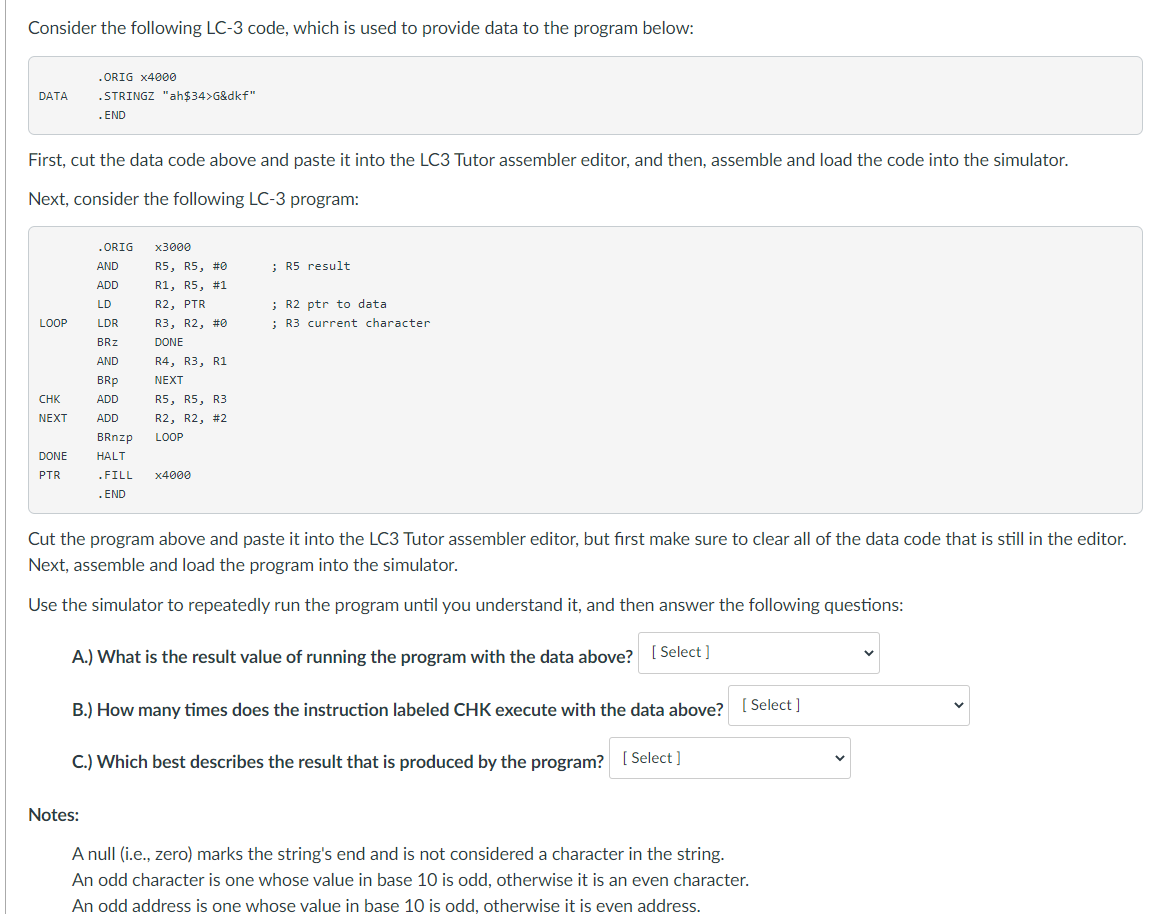 Consider the following LC-3 code, which is used to | Chegg.com