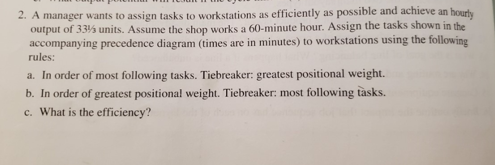 Solved 2. A manager wants to assign tasks to workstations as | Chegg.com