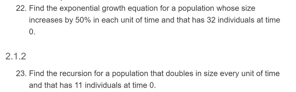 Solved 22 Find The Exponential Growth Equation For A