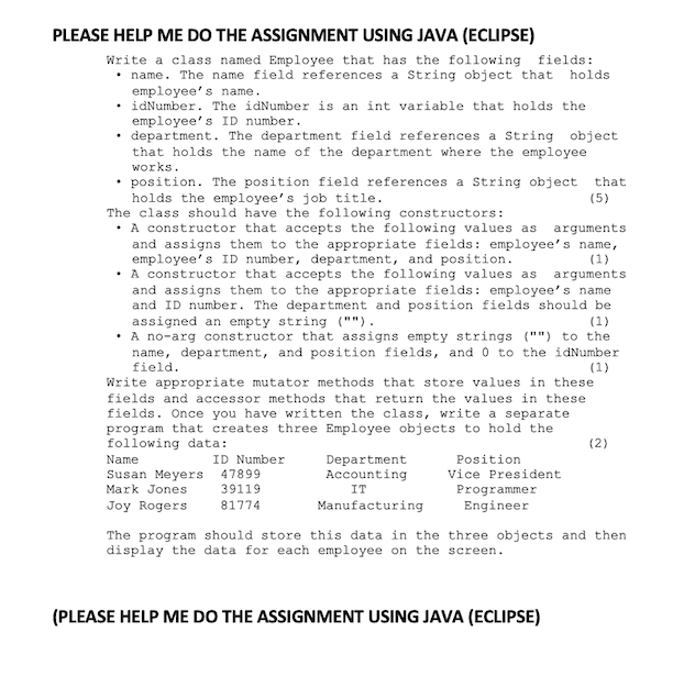 Solved Please Help Me Do The Assignment Using Java Eclipse 4288
