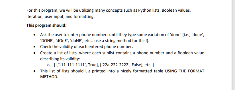 Solved For this program, we will be utilizing many concepts | Chegg.com