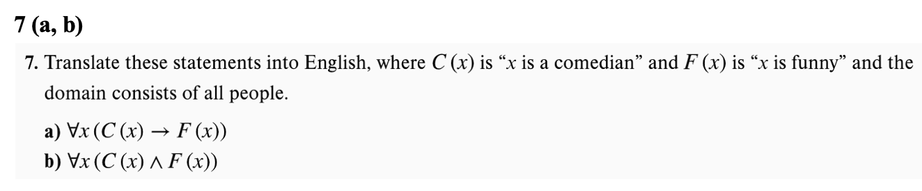 Solved 7 Translate These Statements Into English Where 