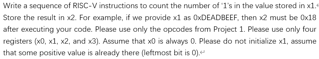 Solved Write a sequence of RISC- V instructions to count the | Chegg.com