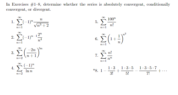 Solved In Exercises \#1-8, determine whether the series is | Chegg.com