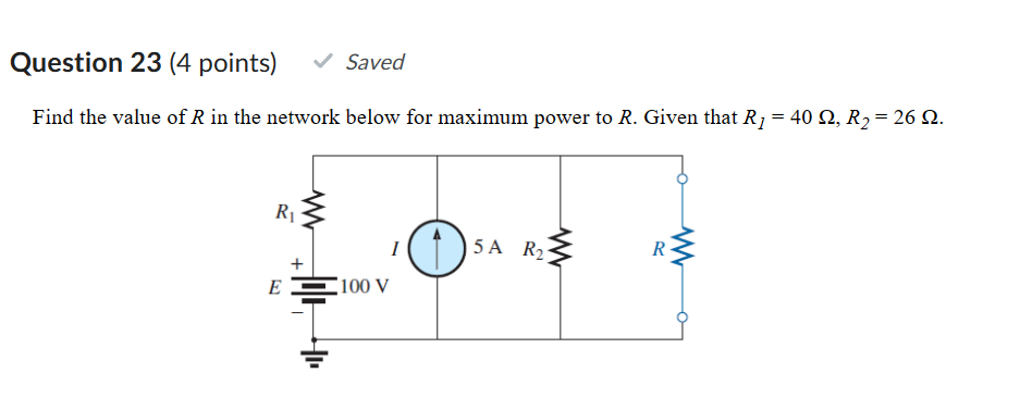 Solved Find the value of R in the network below for maximum | Chegg.com