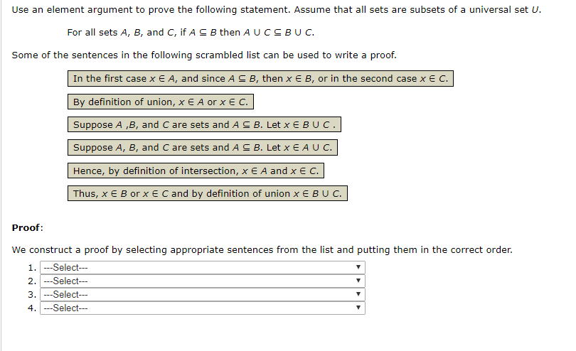 Solved Use An Element Argument To Prove The Following 
