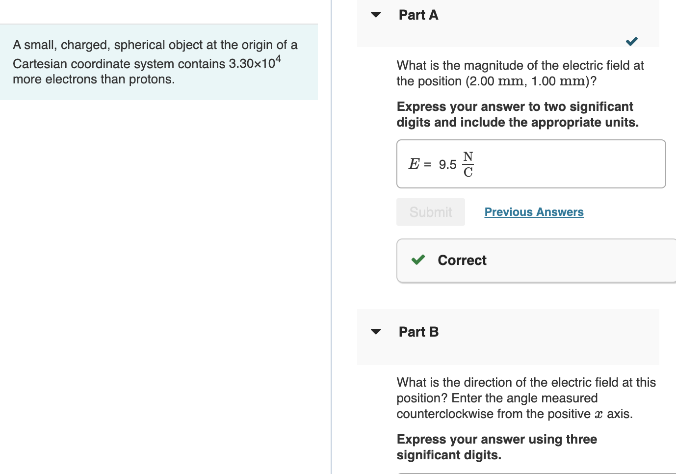 Solved Part A A small, charged, spherical object at the | Chegg.com