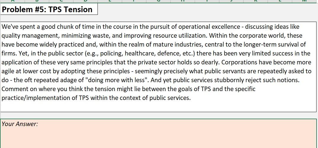 Solved Problem #5: TPS Tension We've spent a good chunk of | Chegg.com