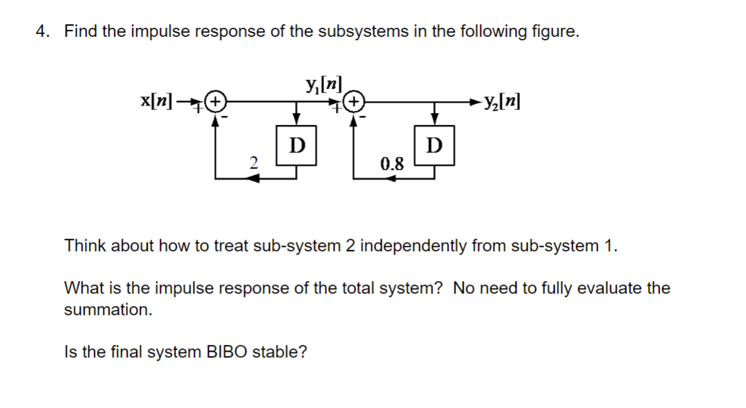 Solved 4. Find the impulse response of the subsystems in the | Chegg.com