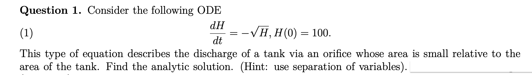 Solved Question 1. Consider the following ODE (1) | Chegg.com