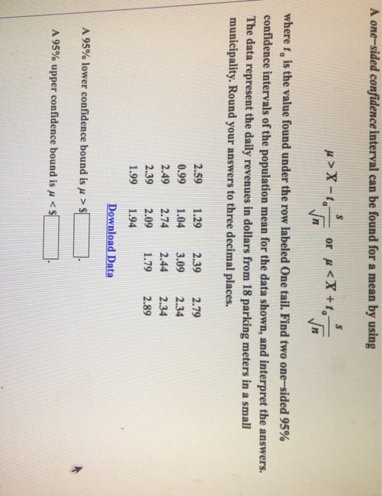 Solved A one-sided confidence interval can be found for a | Chegg.com