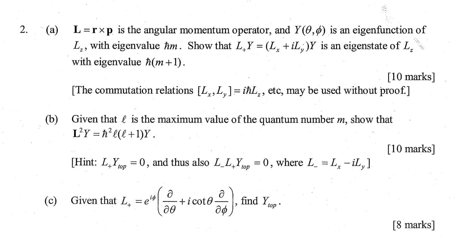 Solved 2. (a) L=rxp is the angular momentum operator, and | Chegg.com