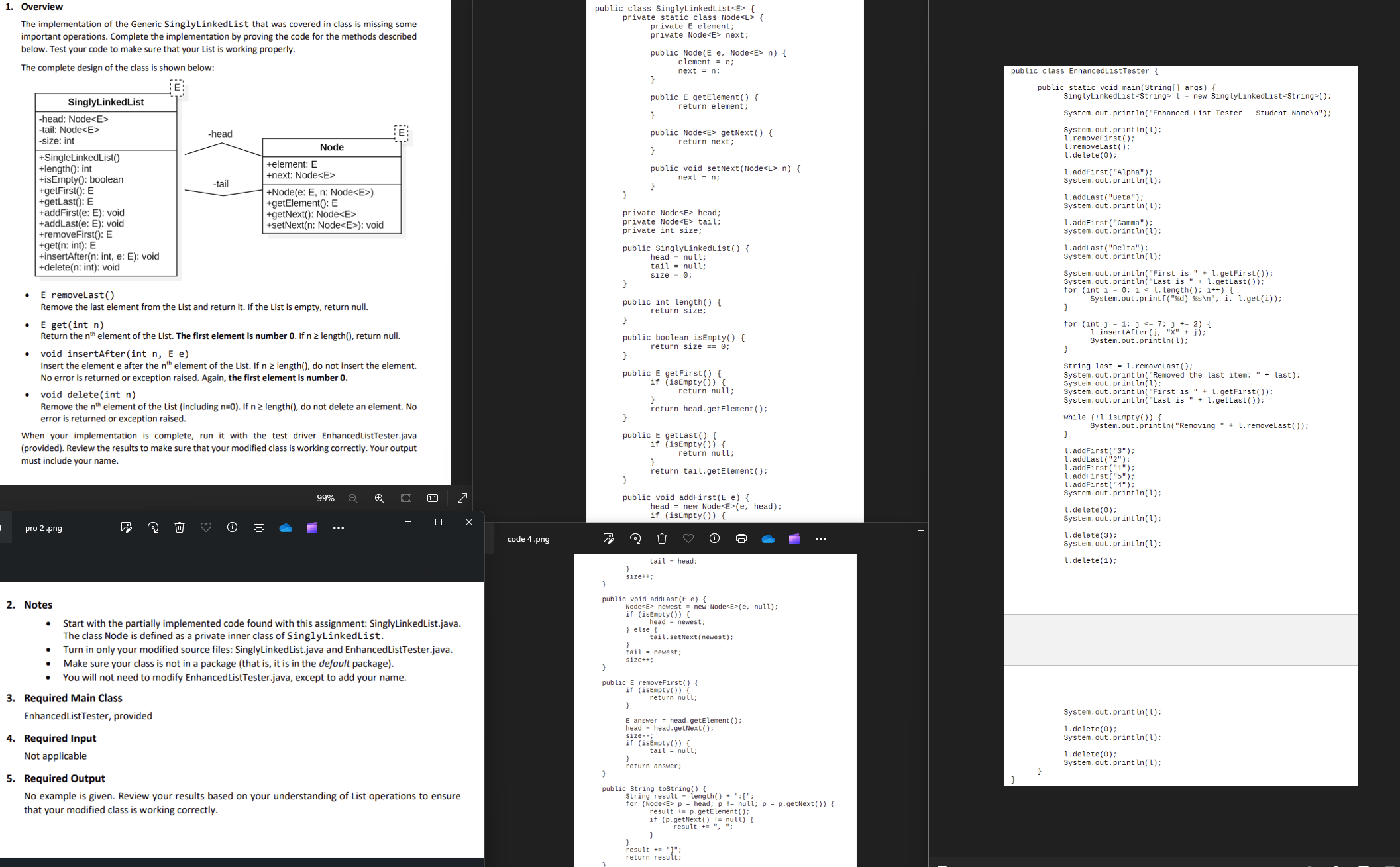 Solved The implementation of the Generic SinglyLinkedList | Chegg.com