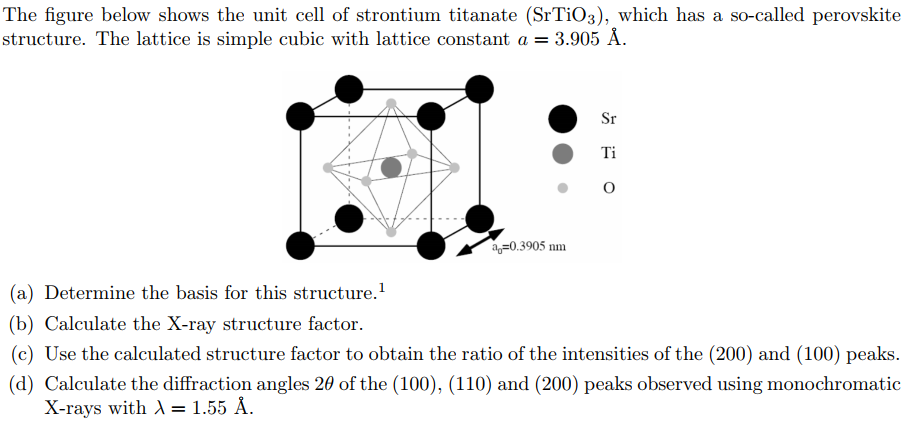 Solved The figure below shows the unit cell of strontium | Chegg.com