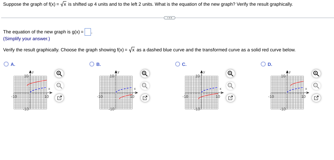 Solved Suppose the graph of f(x) = Vx is shifted up 4 units | Chegg.com
