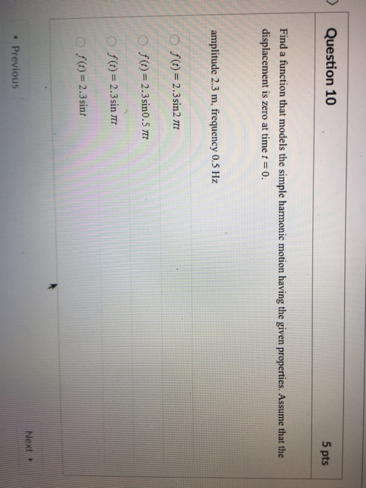 Solved Question 10 5 pts Find a function that models the | Chegg.com