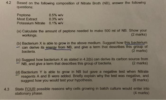 Solved 4.2 Based on the following composition of Nitrate | Chegg.com