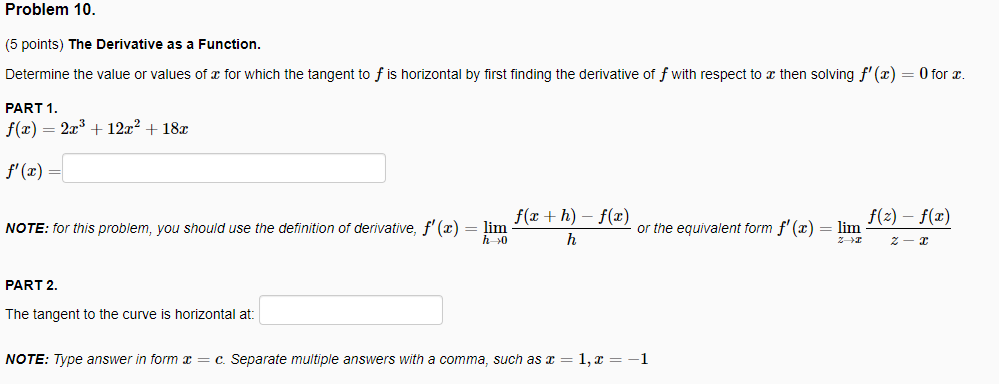 Solved Problem 10. (5 points) The Derivative as a Function. | Chegg.com