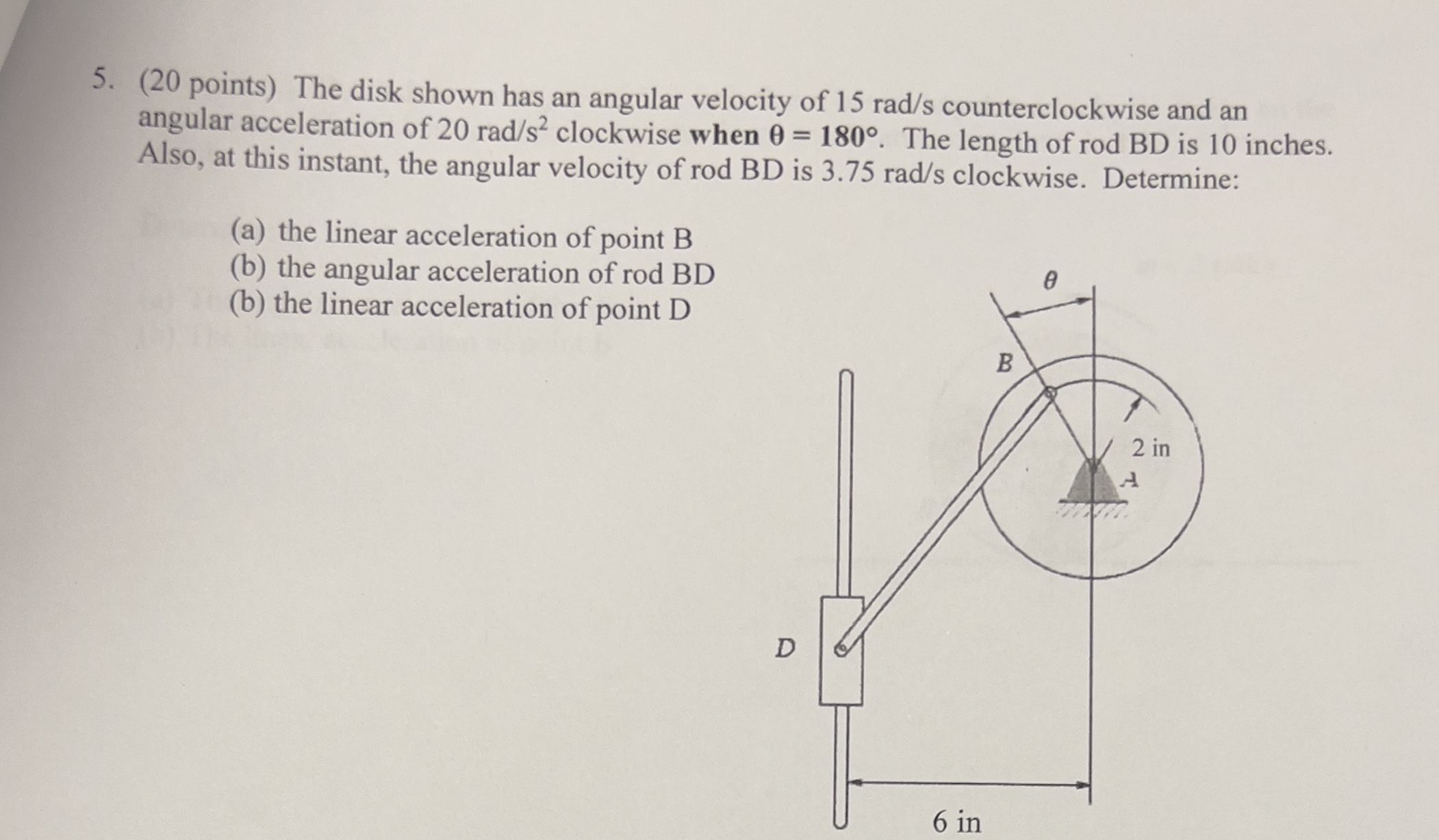 Solved (20 points) The disk shown has an angular velocity of | Chegg.com