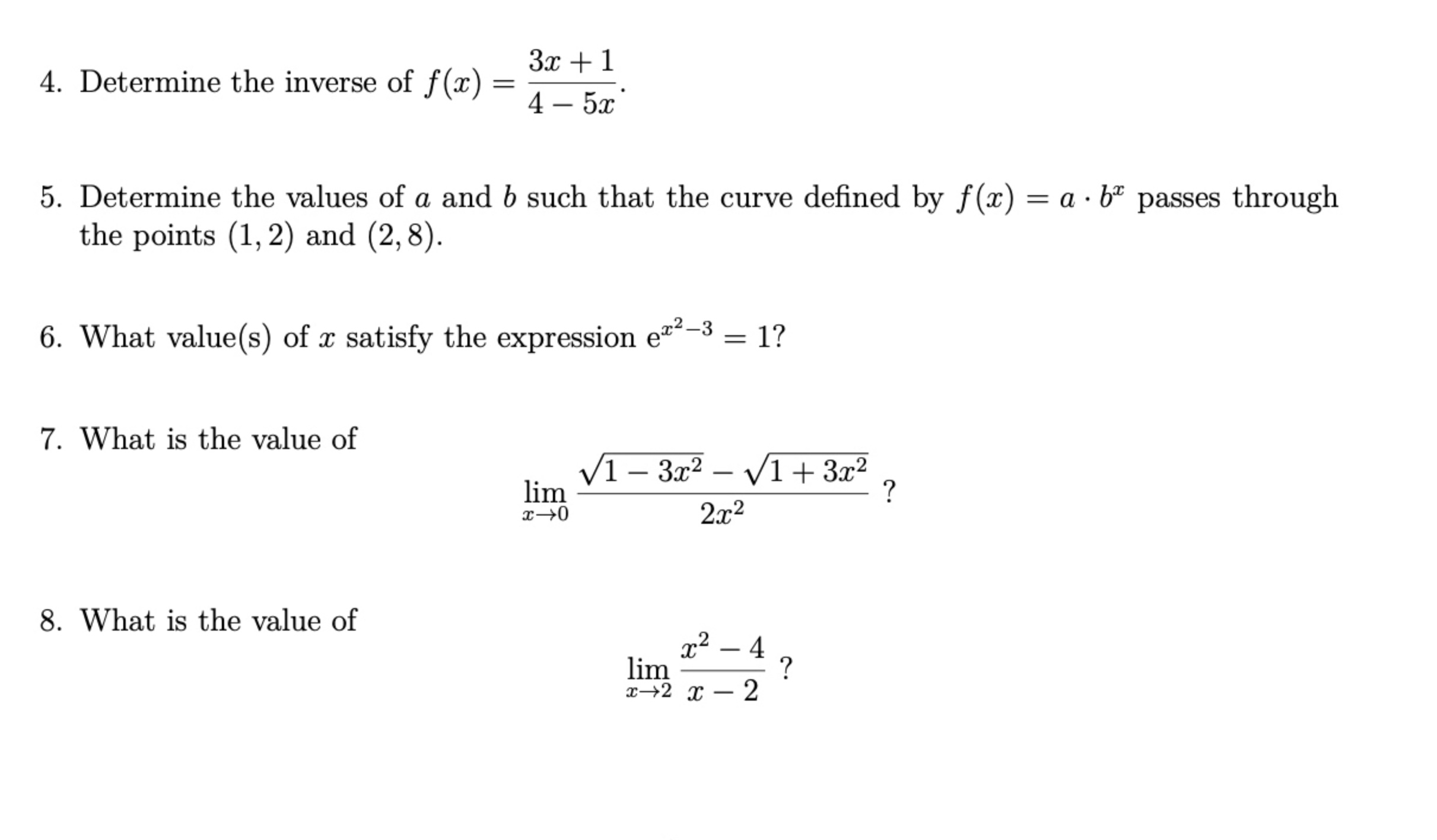 Solved Determine the inverse of f(x)=3x+14-5x.Determine the | Chegg.com
