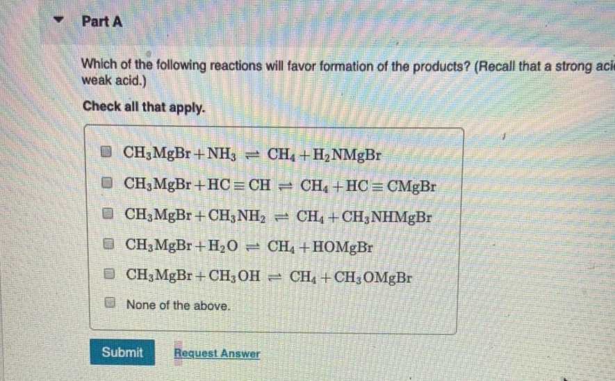Solved Part A Which of the following reactions will favor | Chegg.com
