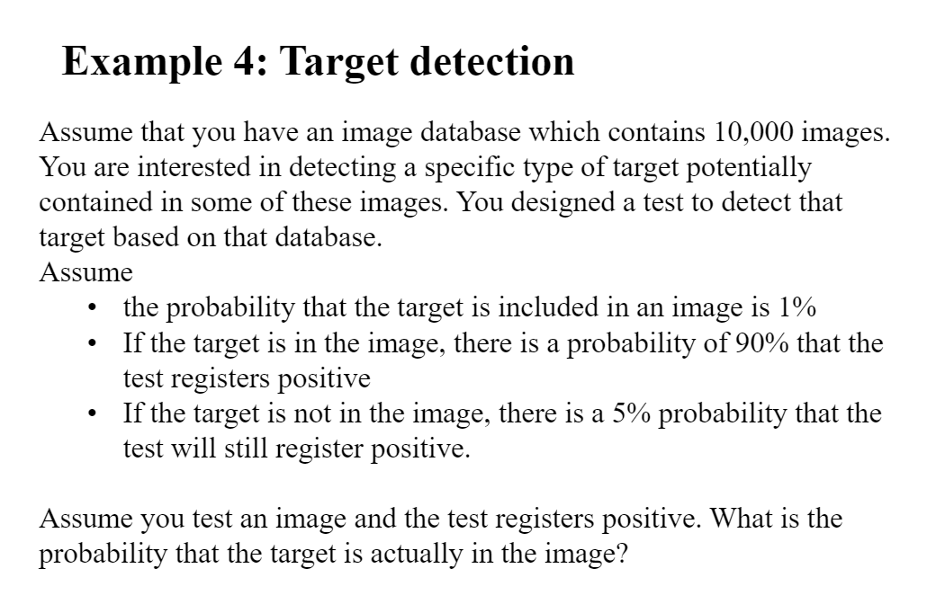 Solved Example 4: Target detection Assume that you have an | Chegg.com
