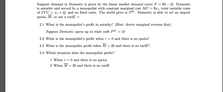 Solved Suppose demand in Domestic is given by the linear | Chegg.com