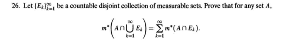 Solved 26. Let (Ex) MEI be a countable disjoint collection | Chegg.com
