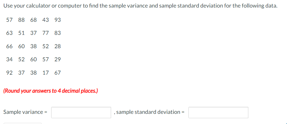 Solved Use your calculator or computer to find the sample | Chegg.com