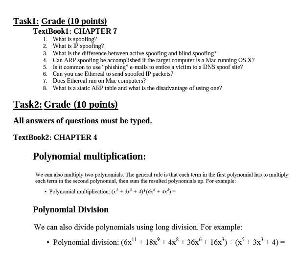 Solved Task1: Grade (10 points) TextBook1: CHAPTER 7 1. What | Chegg.com