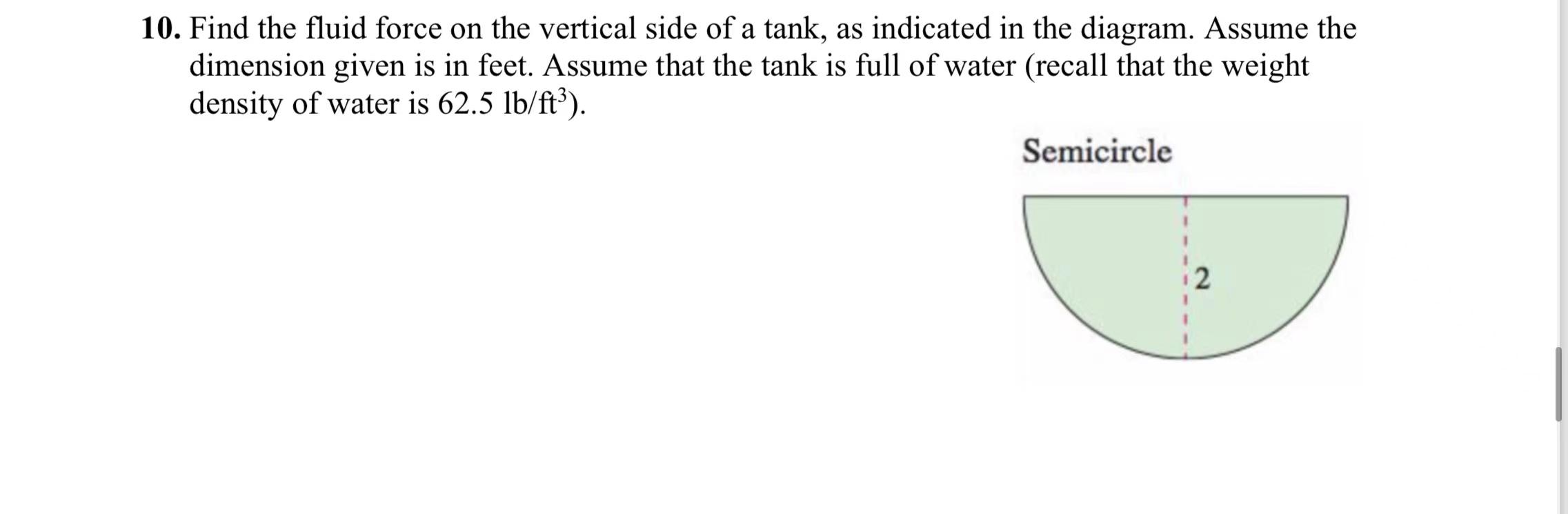 Solved 10. Find the fluid force on the vertical side of a | Chegg.com