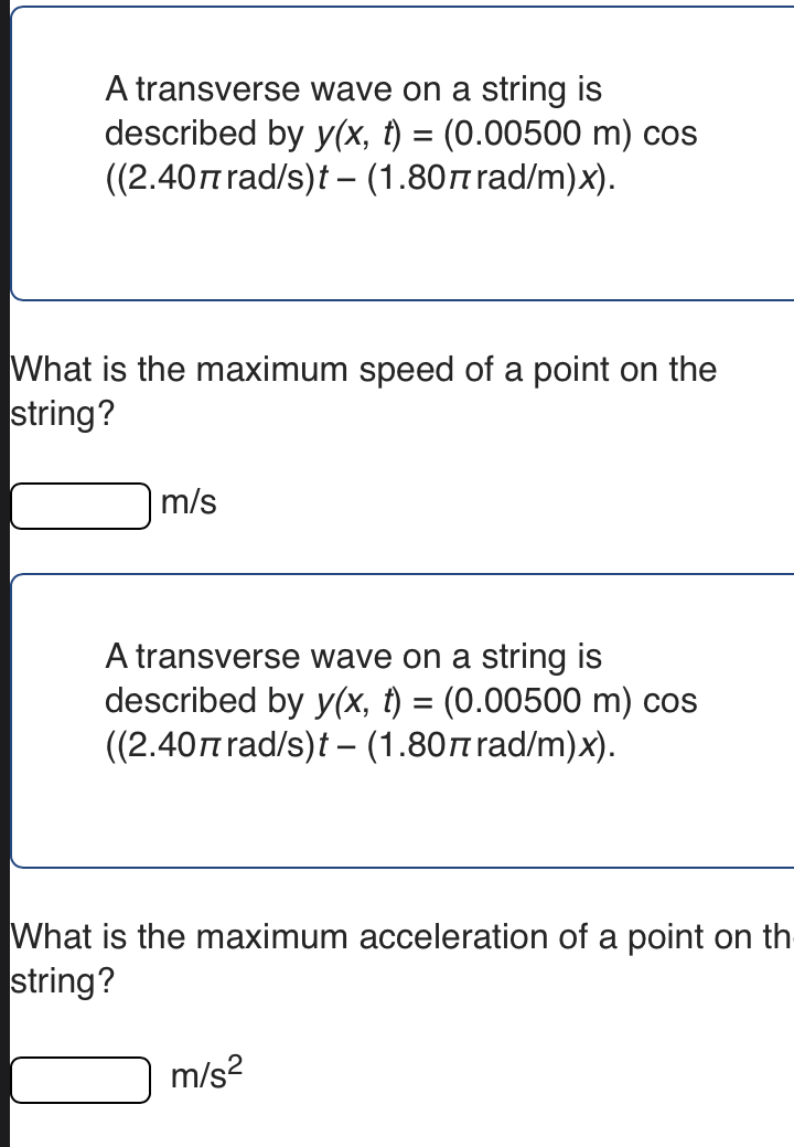 A transverse wave on a string is described by | Chegg.com