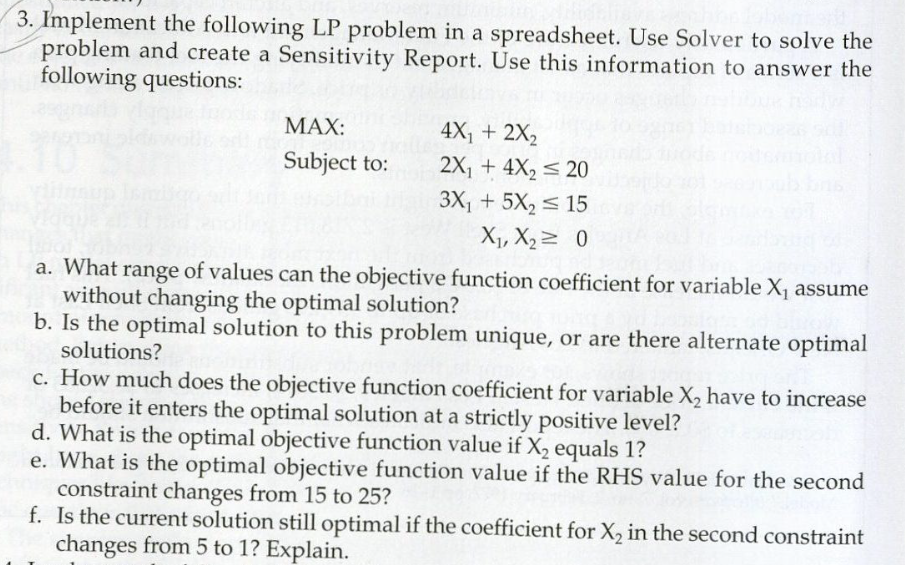 Solved 3. Implement the following LP problem in a | Chegg.com Solved 3. Implement the following LP problem in a | Chegg.com