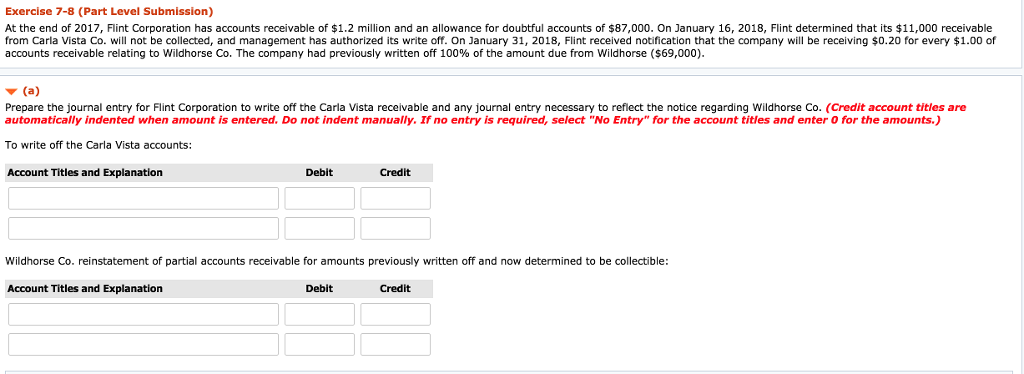Solved Exercise 7-8 (Part Level Submission) At the end of | Chegg.com