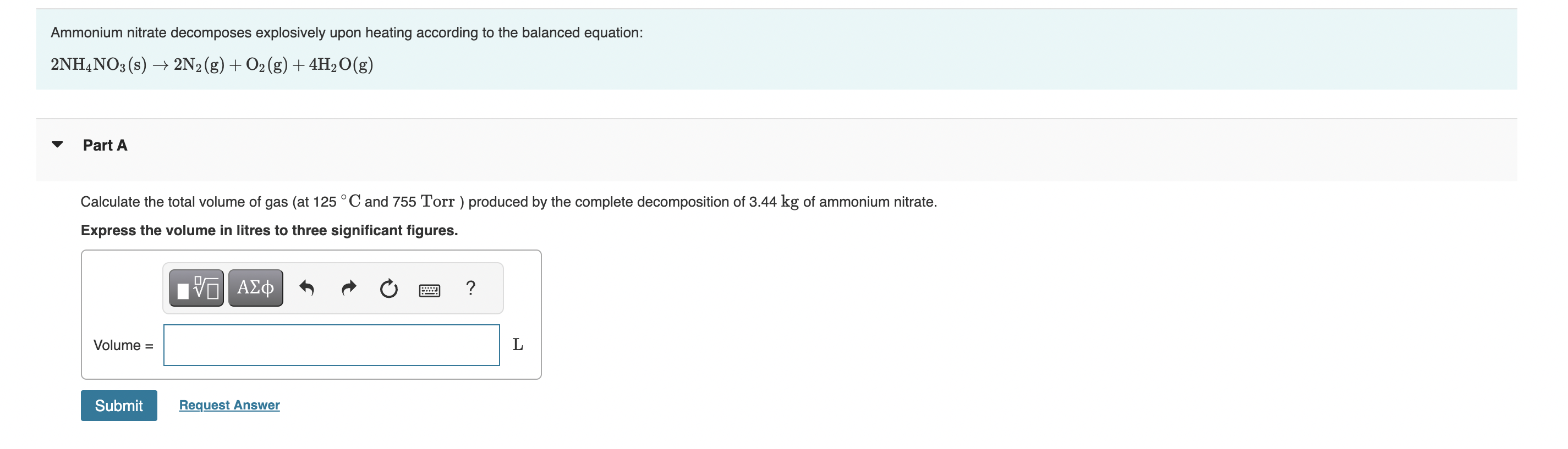 Solved Ammonium nitrate decomposes explosively upon heating | Chegg.com