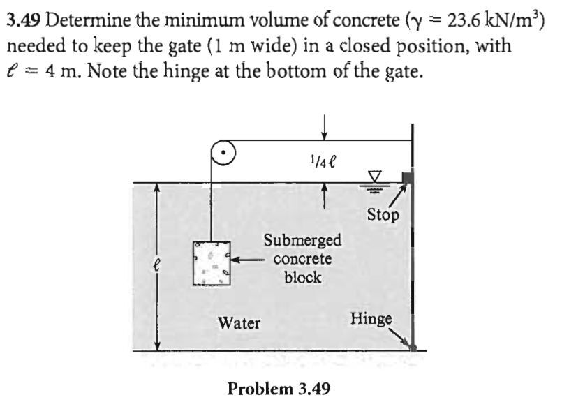 Solved 3.49 Determine the minimum volume of concrete | Chegg.com