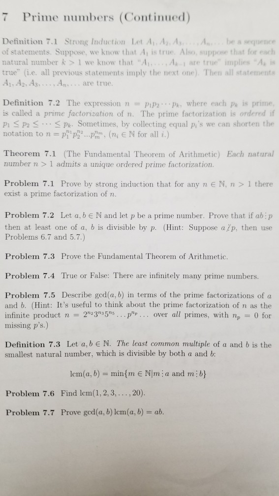 Solved 7 Prime numbers (Continued) Definition 7.1 Strong | Chegg.com