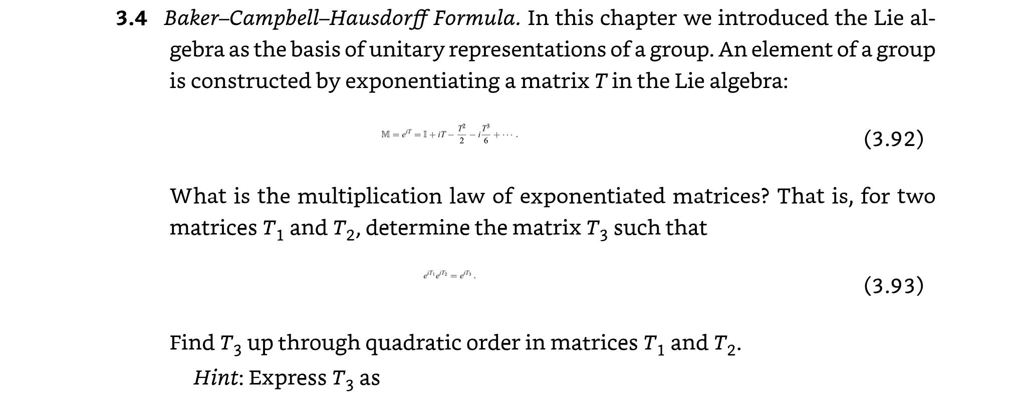 Solved 3.4 Baker-Campbell-Hausdorff Formula. In this chapter | Chegg.com
