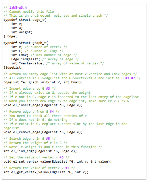 You are going to implement the edge list for an | Chegg.com