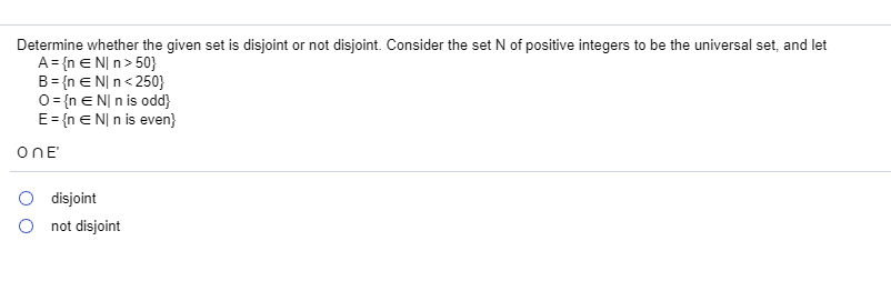Solved Determine whether the given set is disjoint or not | Chegg.com
